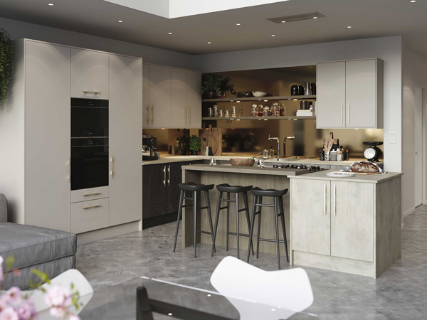 Madoc Kitchen | Wood & Stone Effect Modern Kitchen from Bon Accord Kitchens